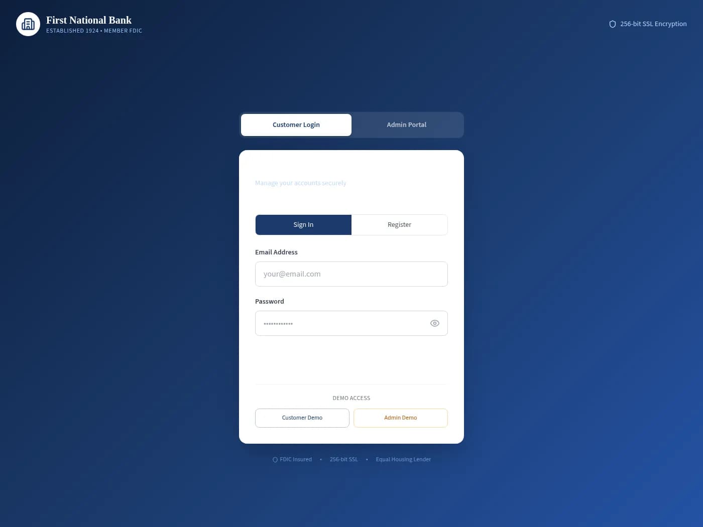 USA Bank Admin Panel