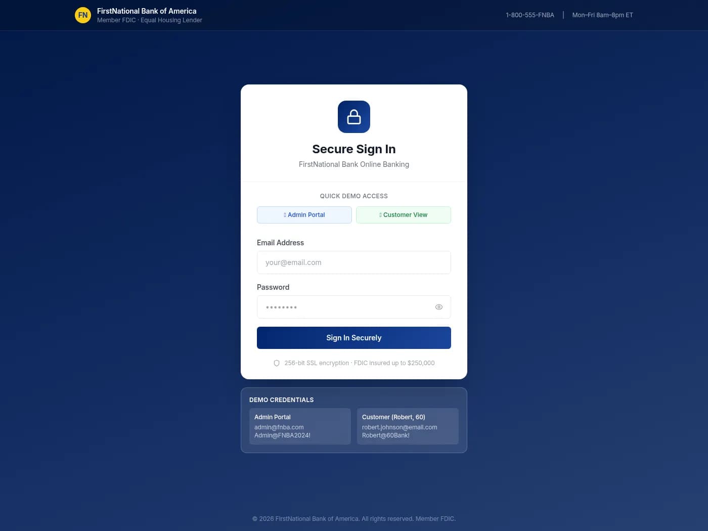 USA Bank Admin Portal