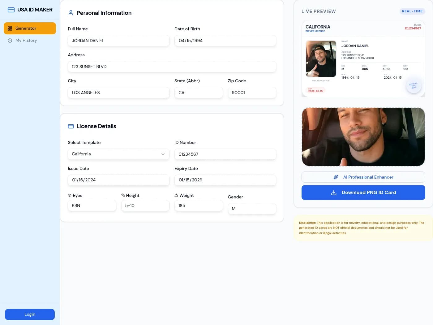 USA ID Card Maker