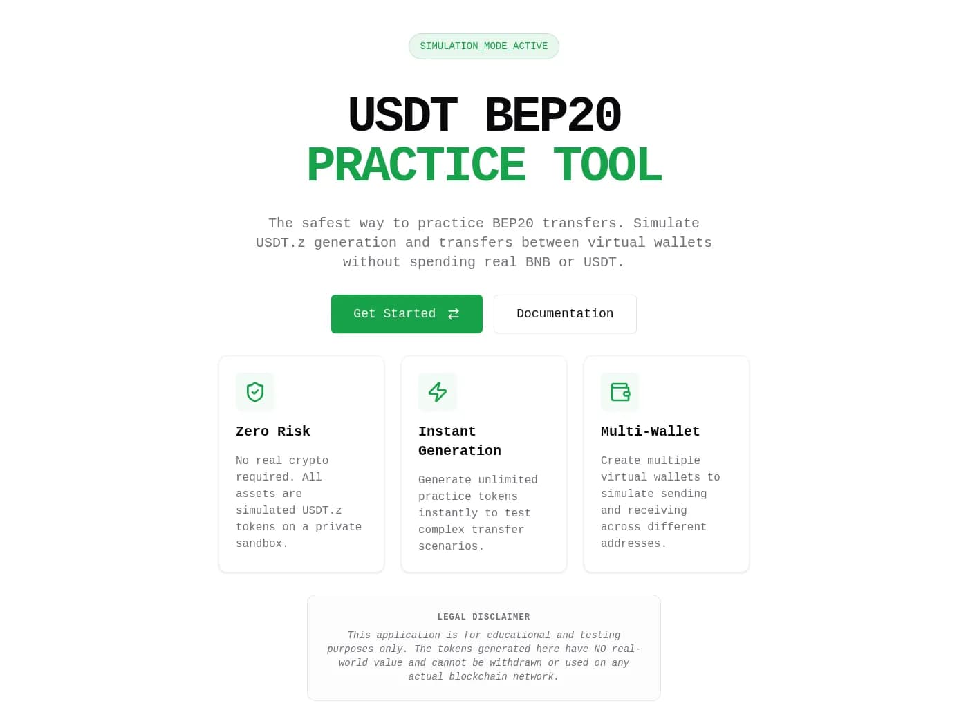 USDT BEP20 Practice Tool