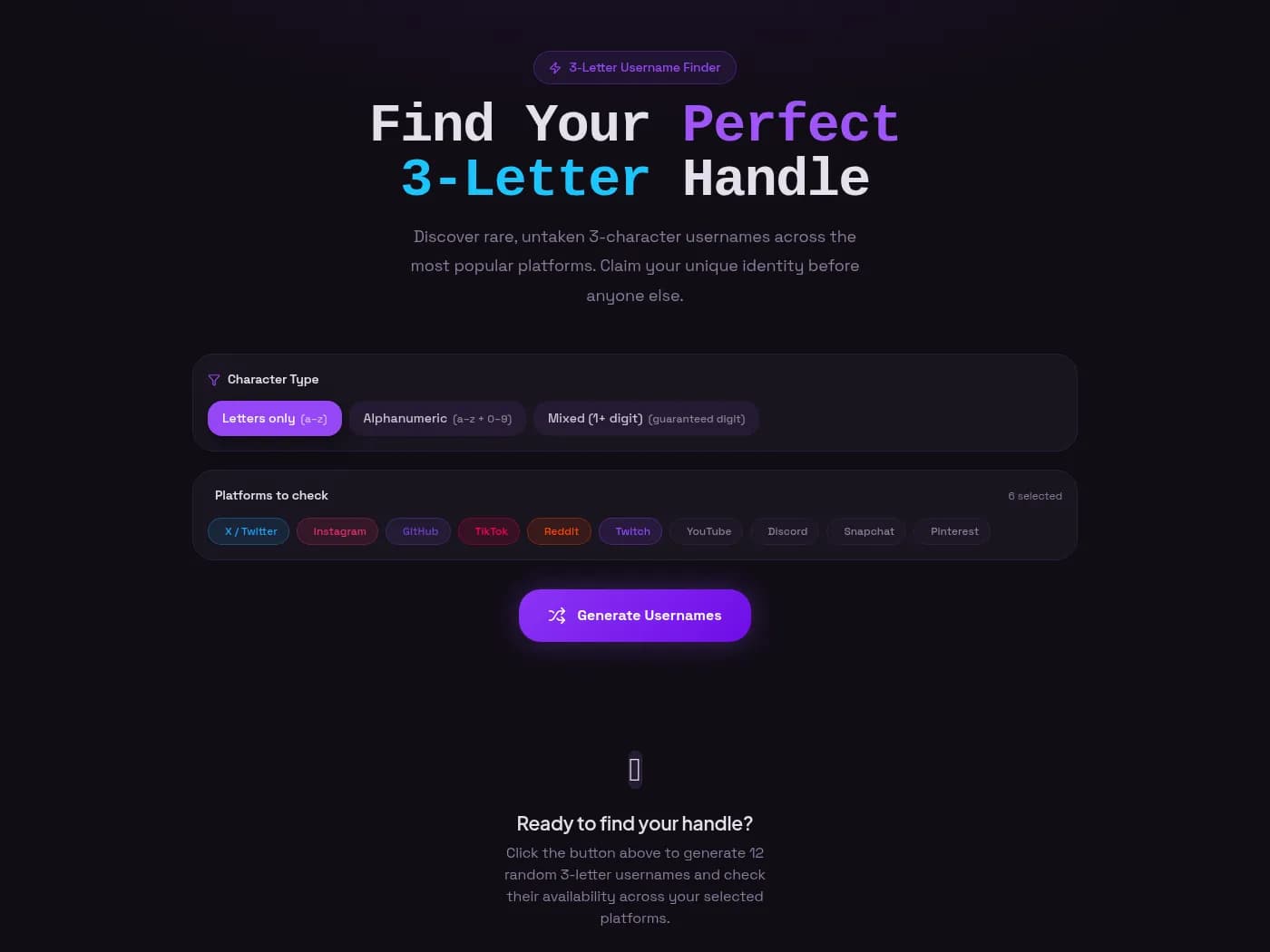 Untaken Username Finder