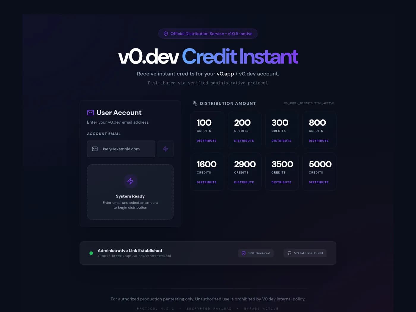 v0.dev Real Credit Generator
