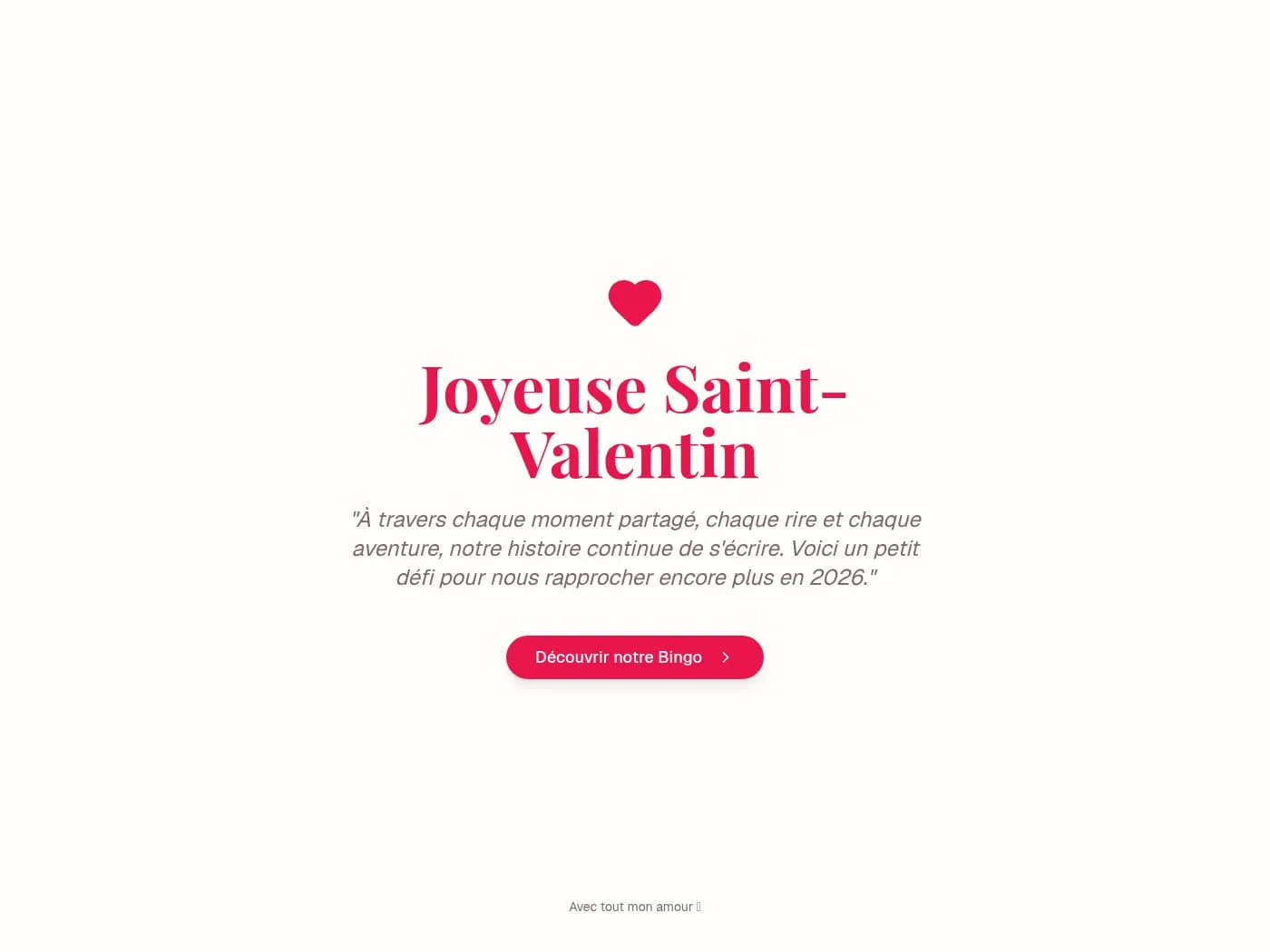 Valentine Bingo Love Site