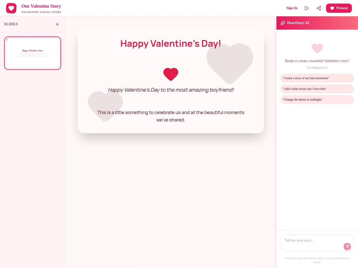 Valentine Visual Story