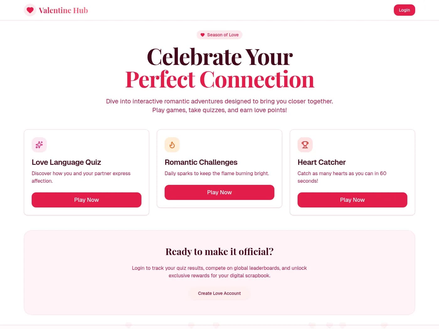 Valentines Game Hub