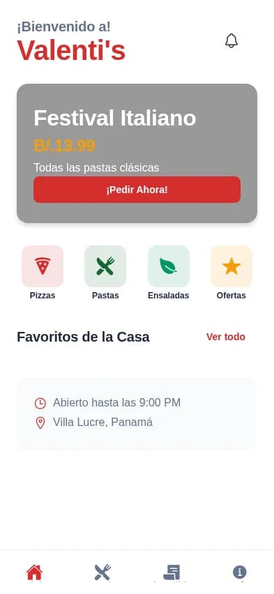 Valenti's Restaurante App