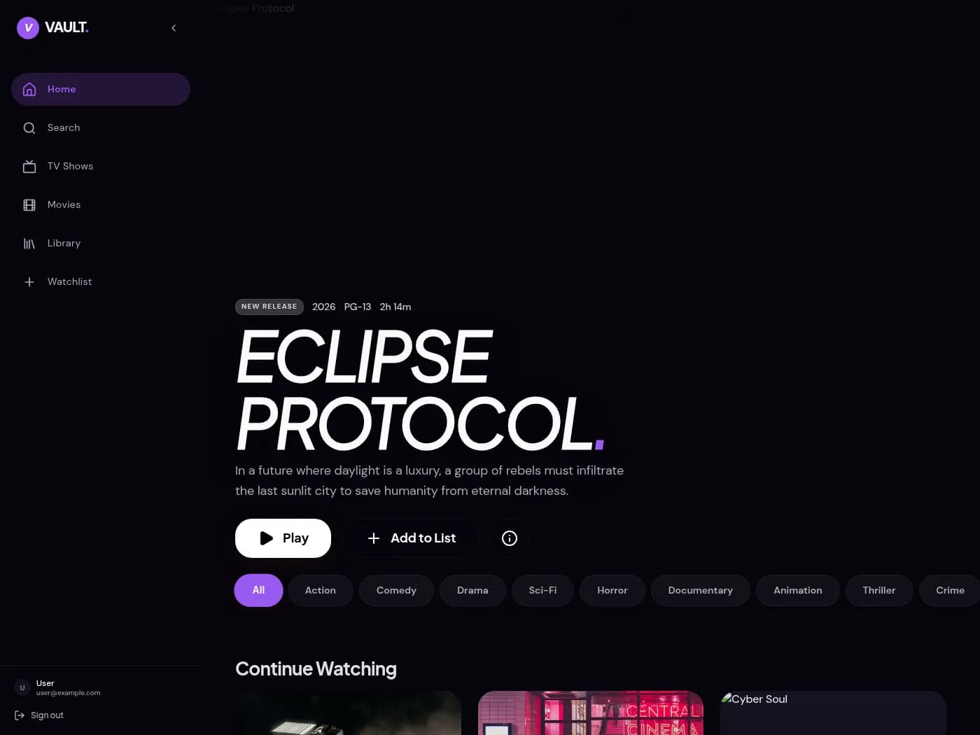 Vault Streaming UI