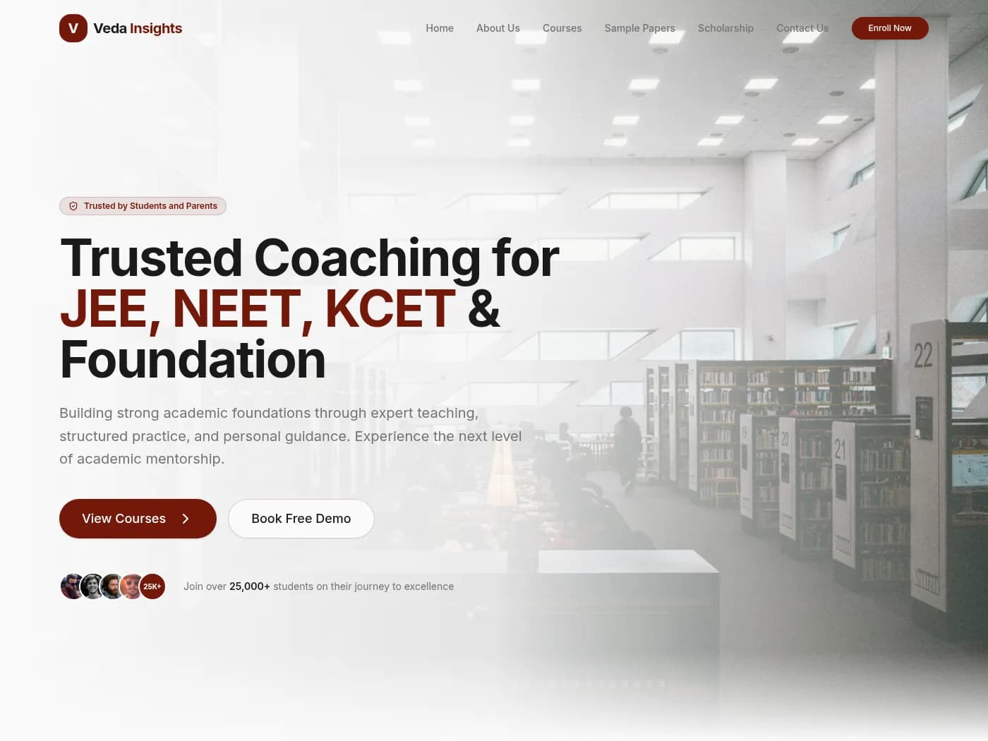 Veda Insights Landing Page