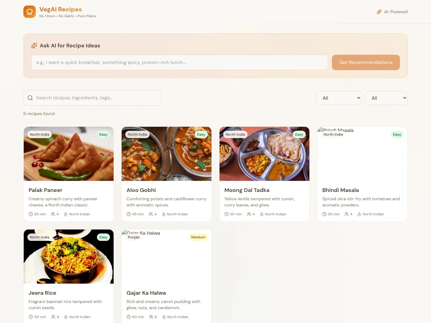 VegAI Recipe Finder