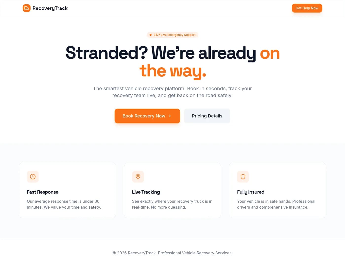 RecoveryTrack Booking App