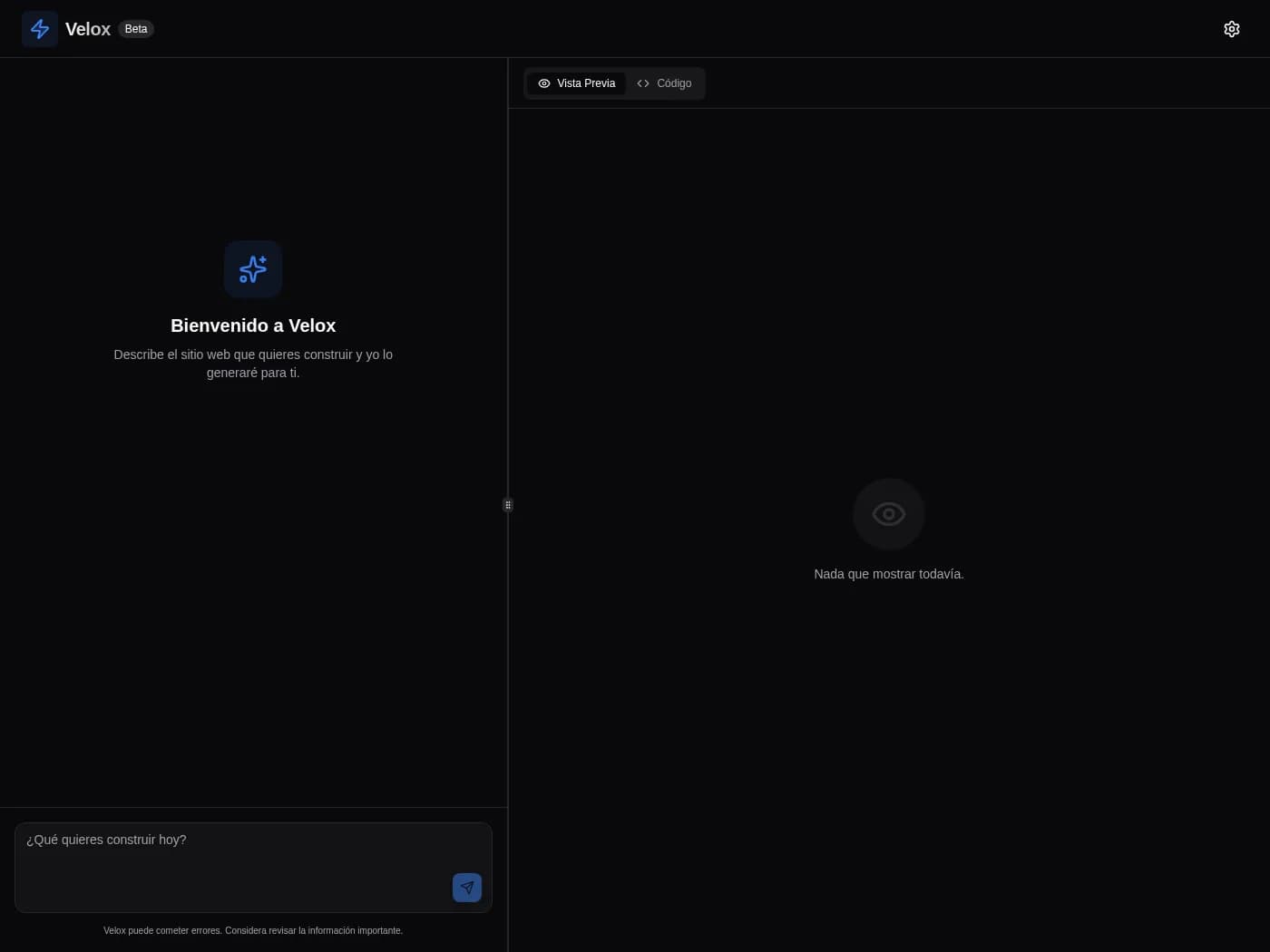 Velox AI Web Builder