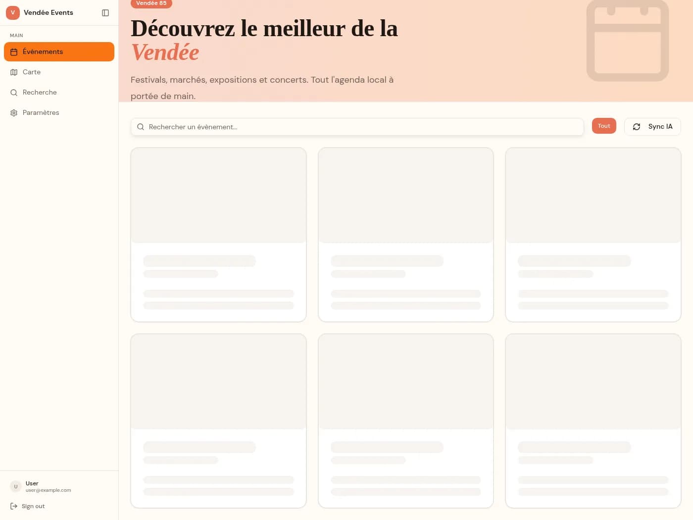 Vendée Events Explorer