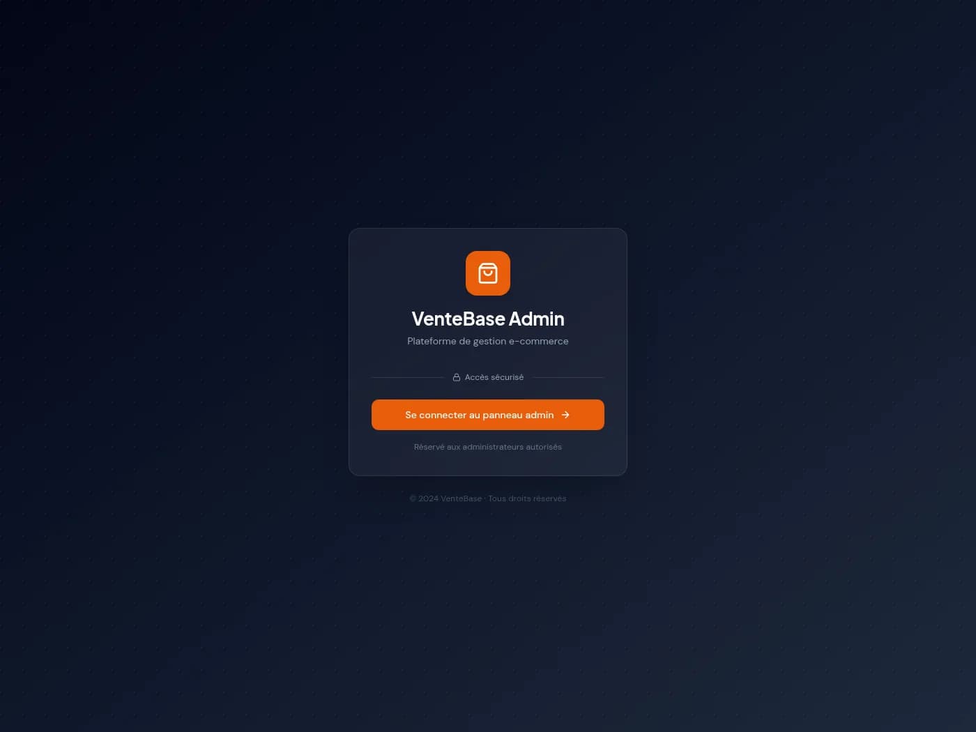 VenteBase Admin Shop
