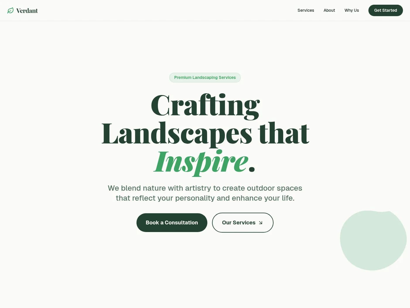 Verdant Landing Page