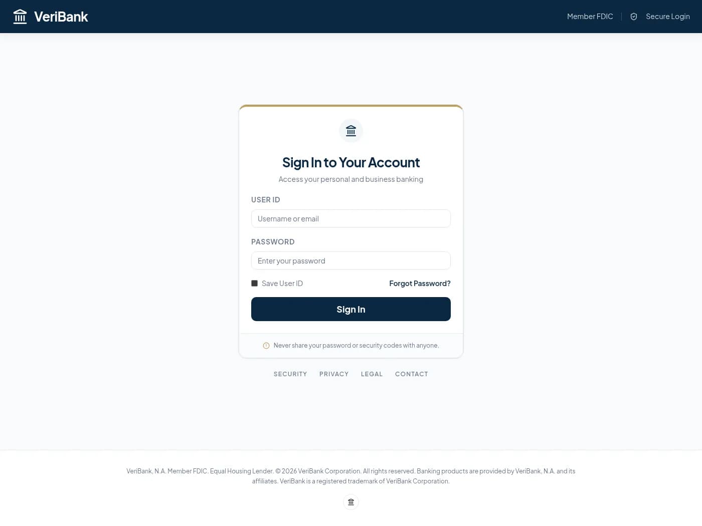 VeriBank Platform