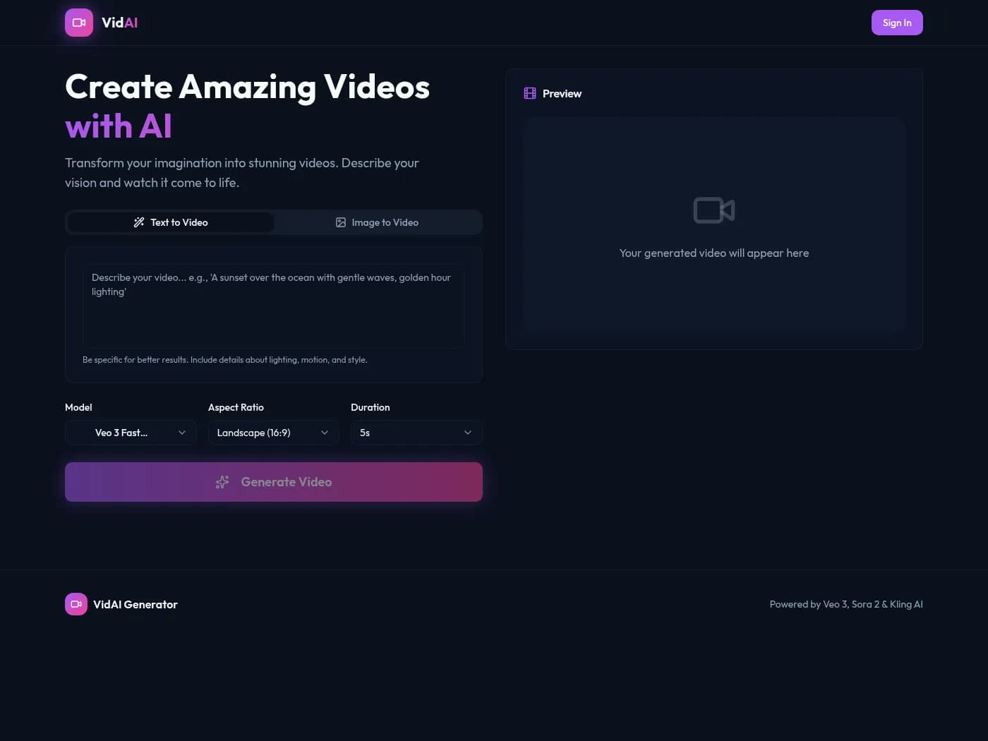 VidAI Generator