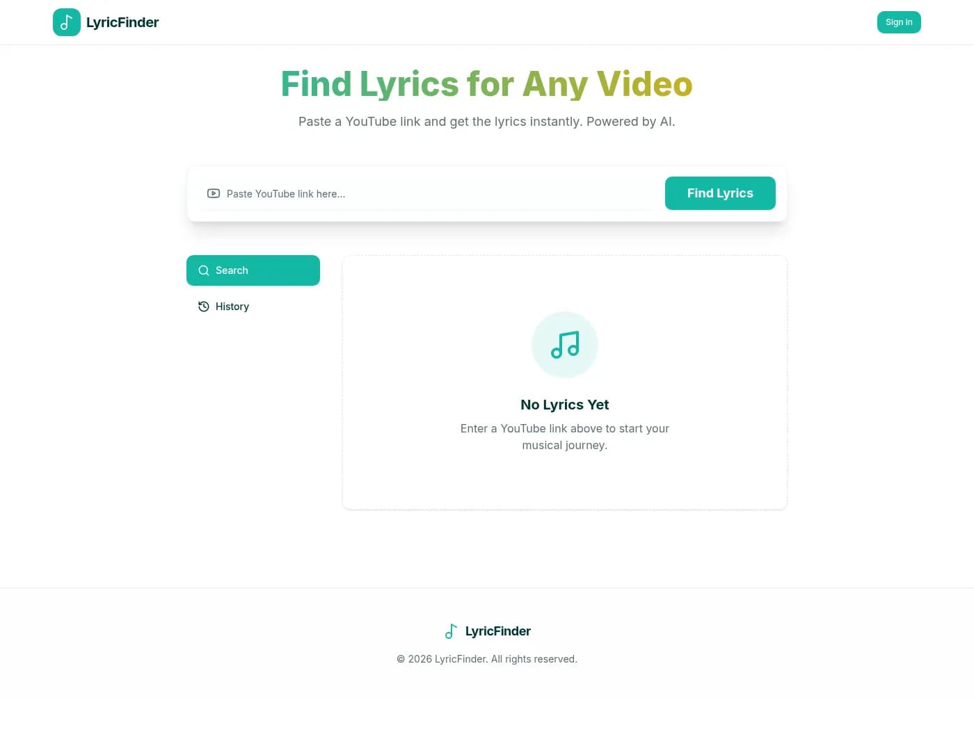 Video Lyric Finder