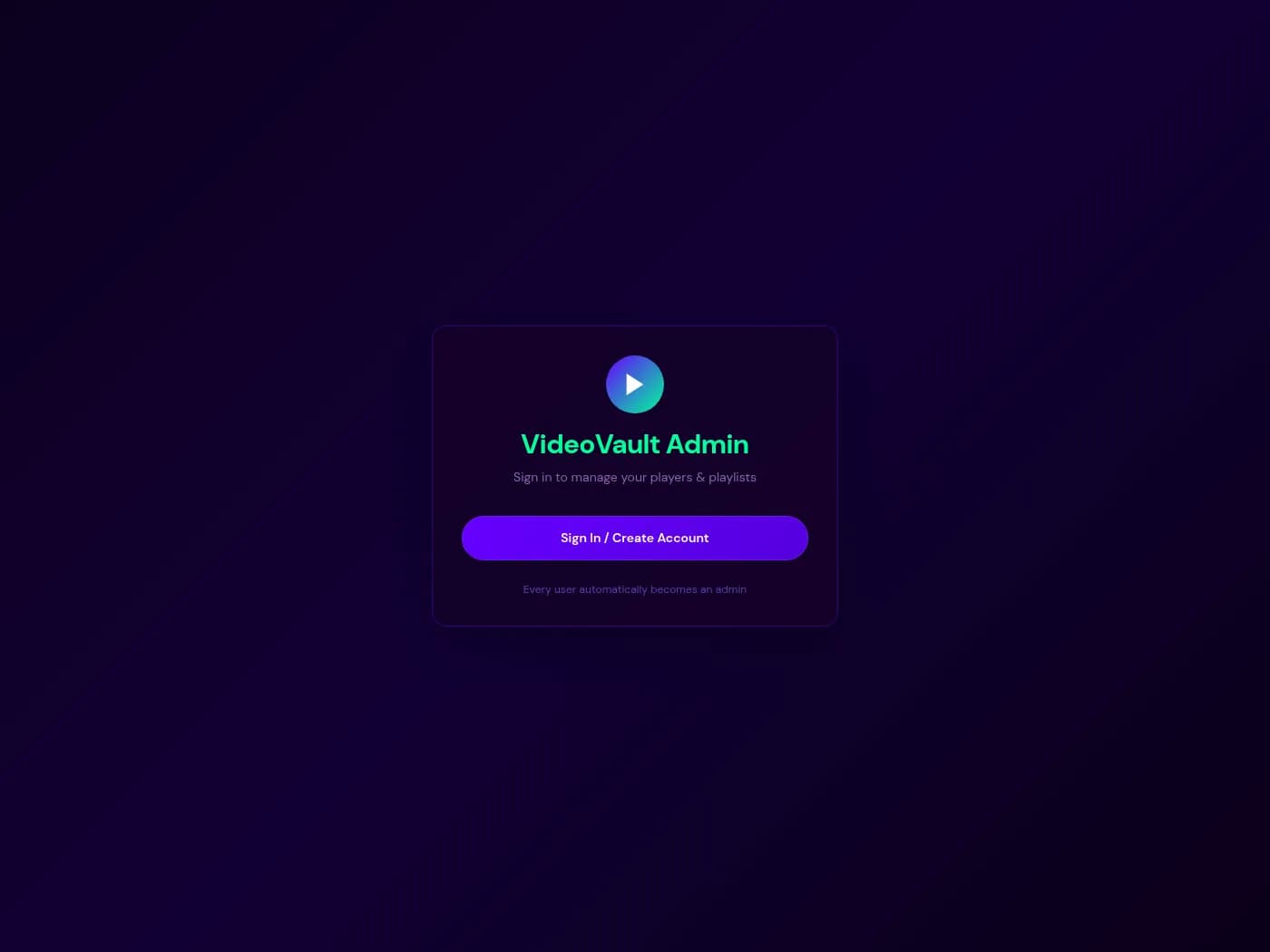 Admin Video Player Builder