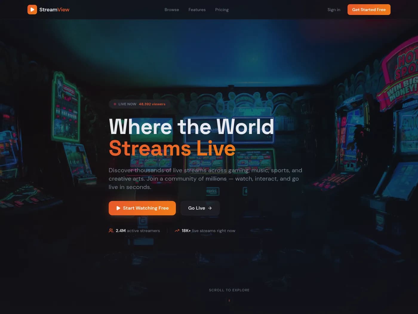 StreamView Landing Page