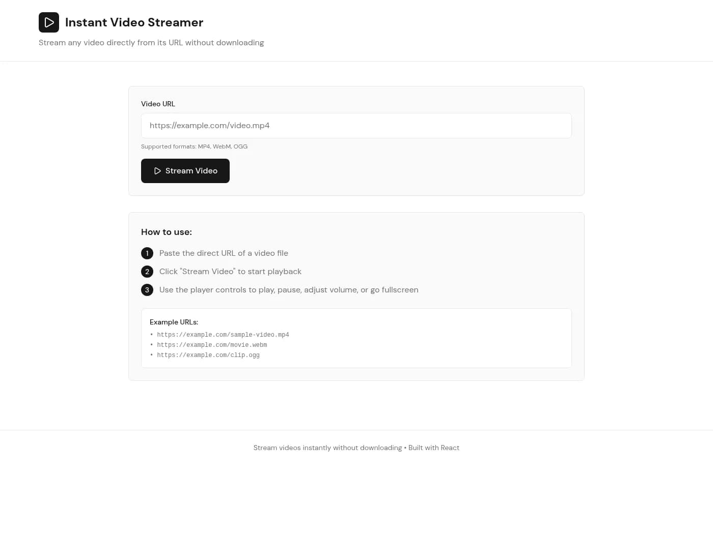 Instant Video Streamer
