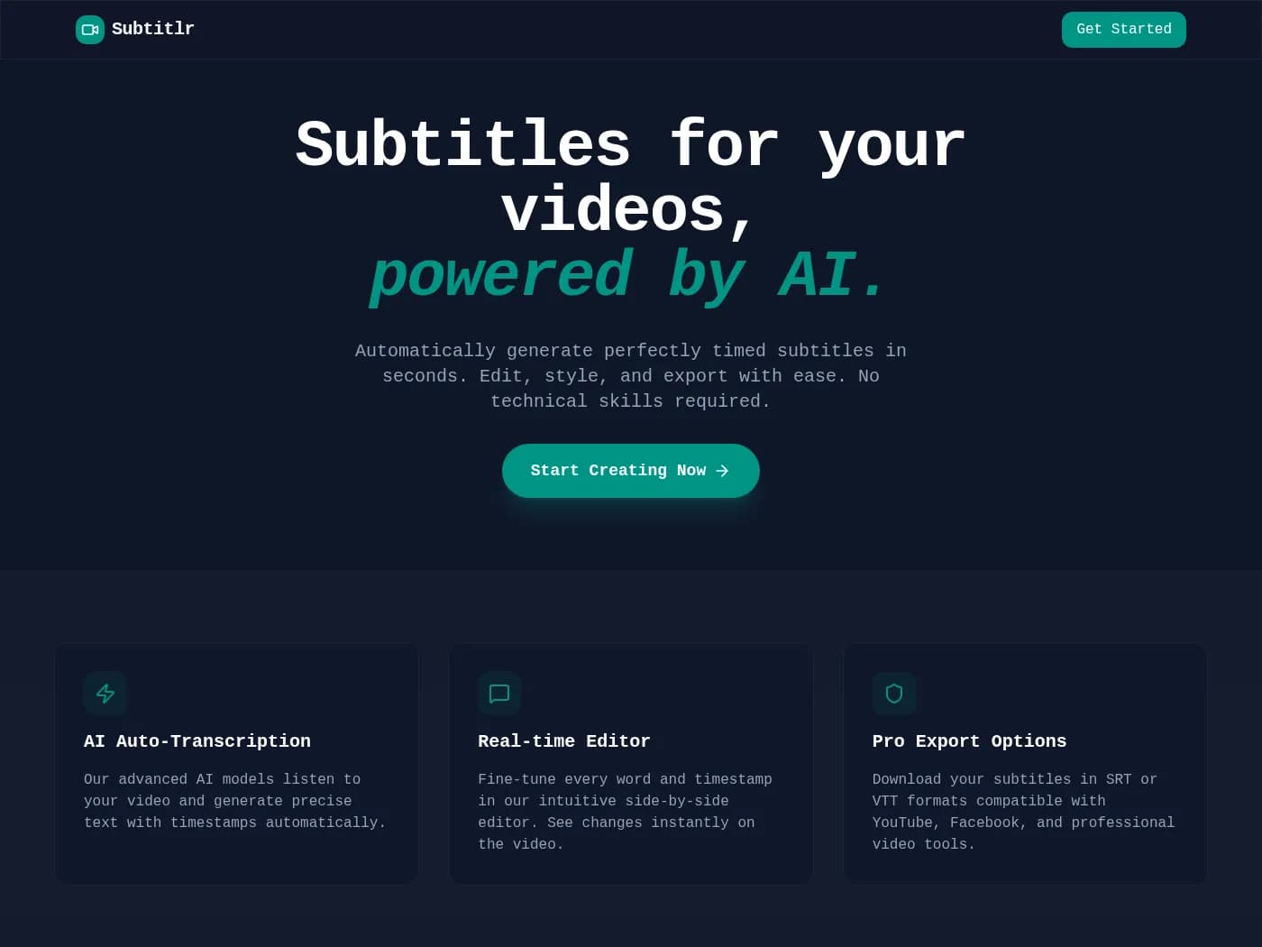 Subtitlr Video Tool