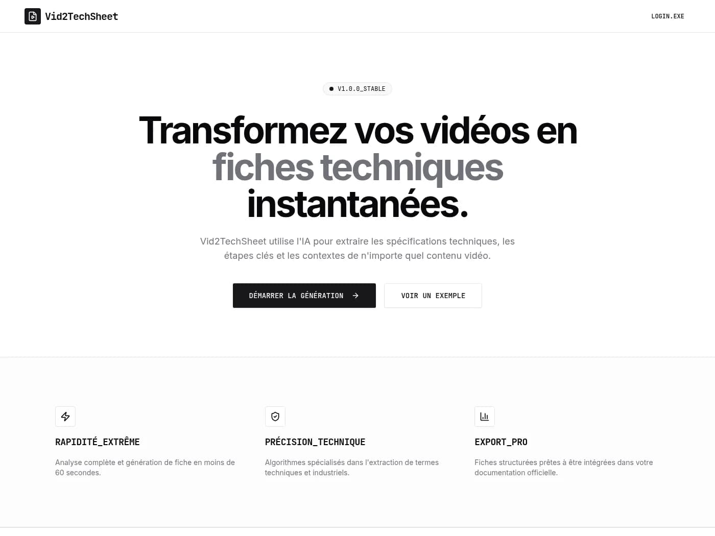 Vid2TechSheet