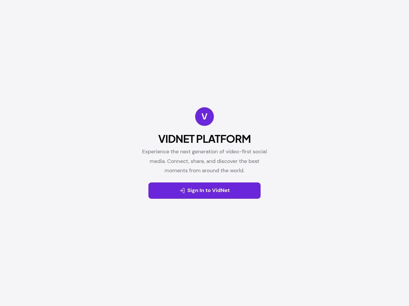 VidNet Social Platform