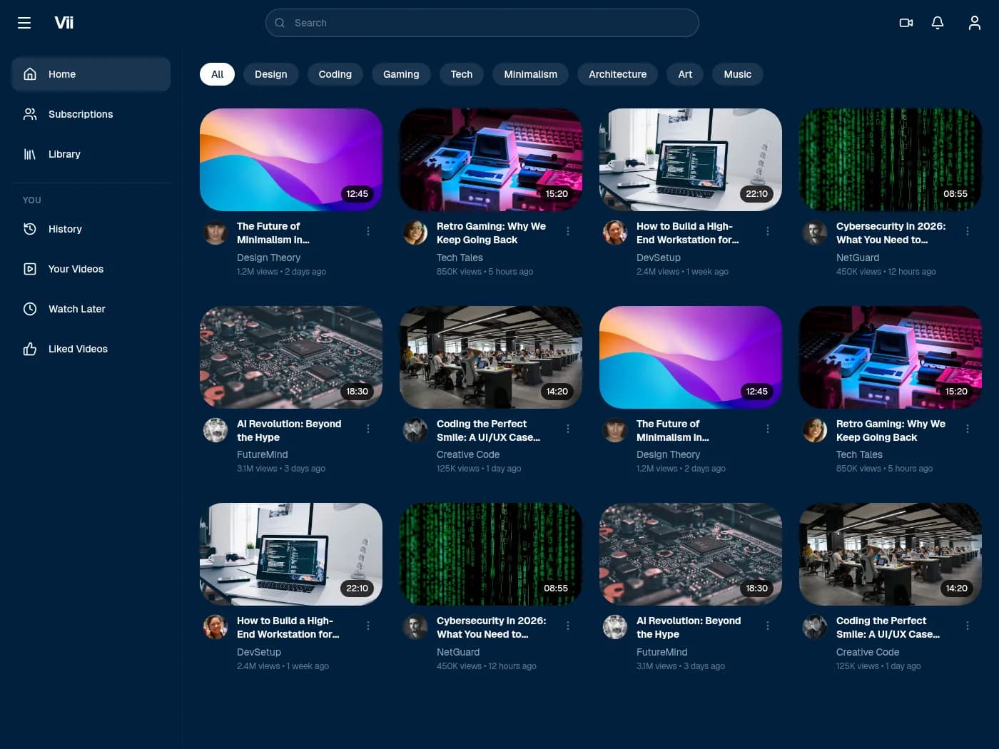 Vii Video Platform UI