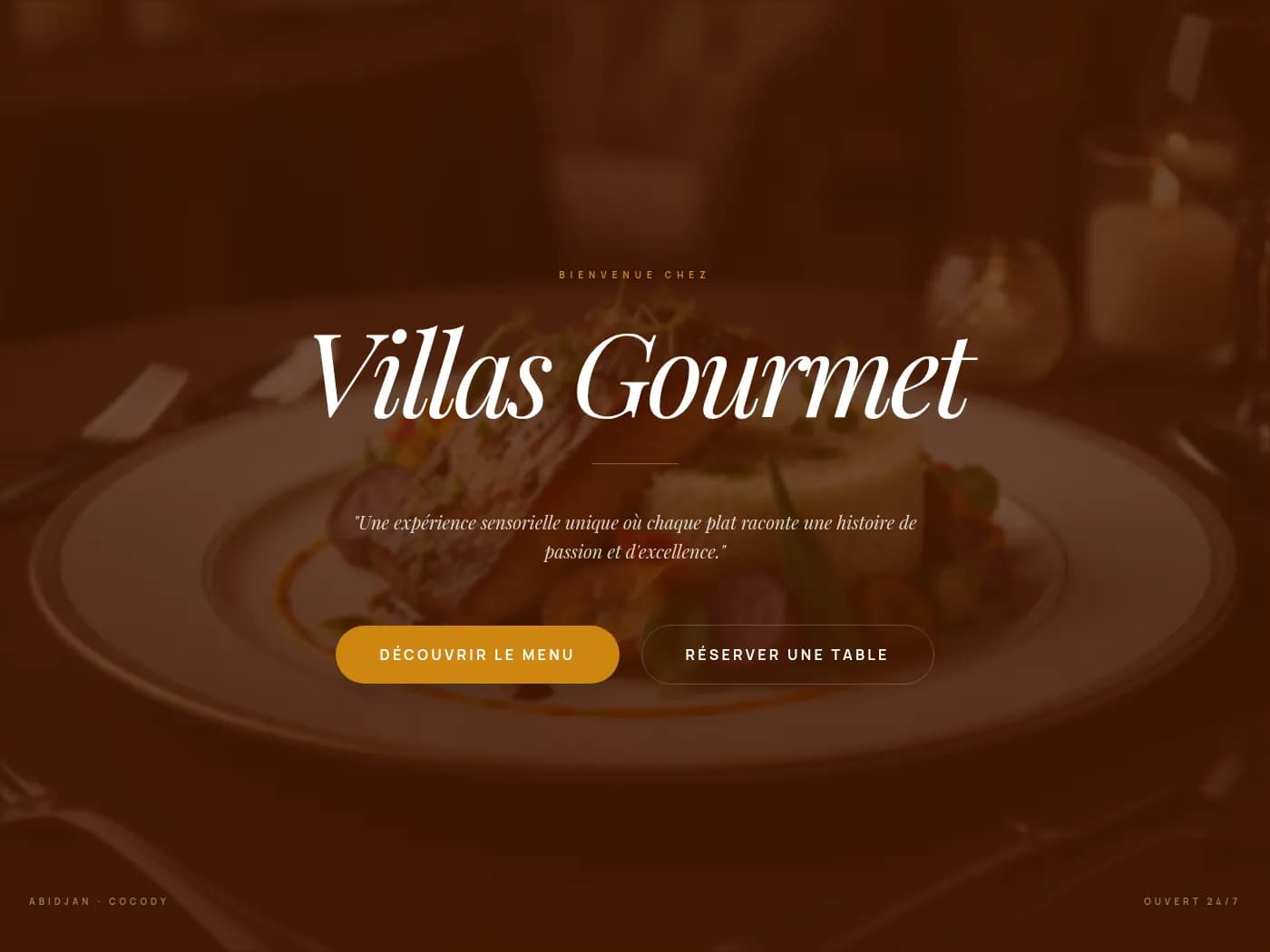 Villas Gourmet Menu
