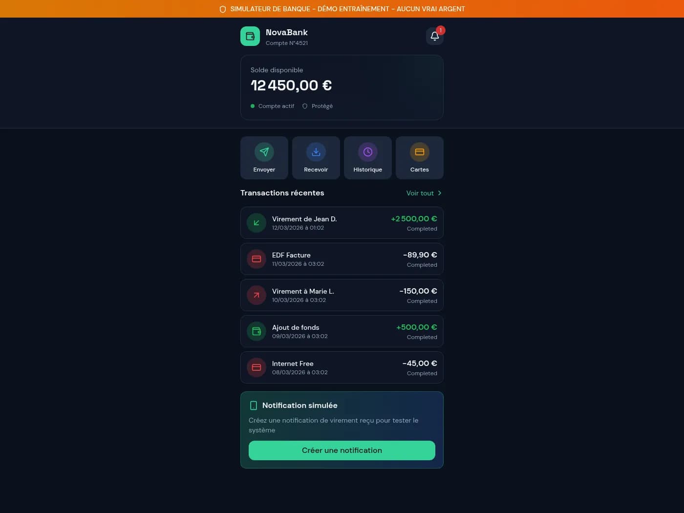 Virtual Bank Simulator