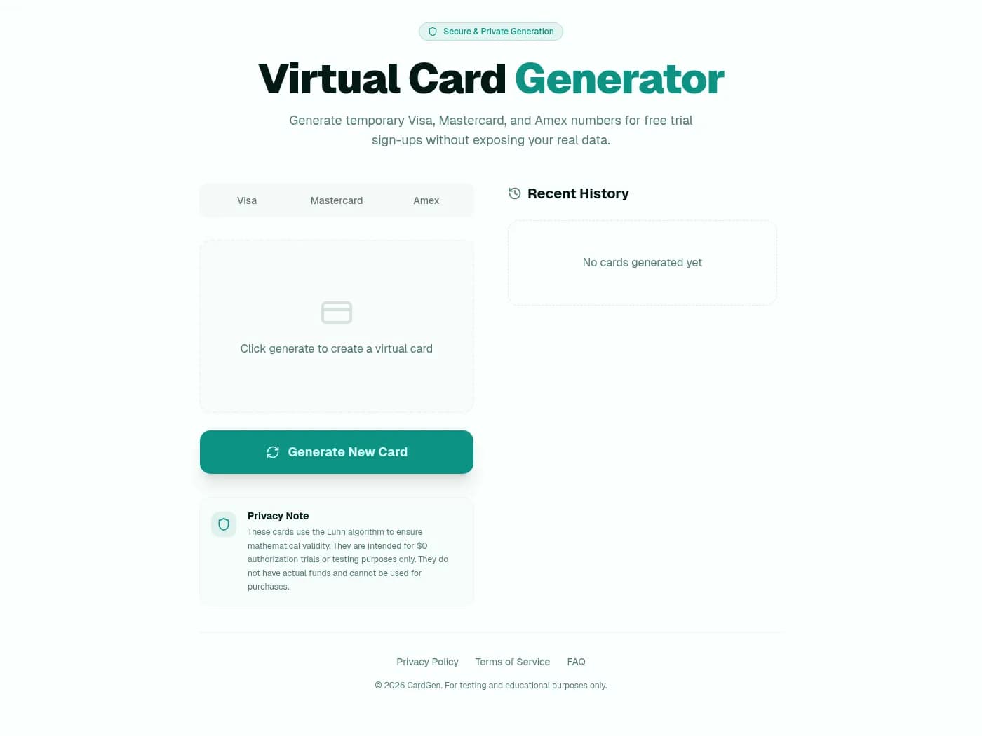 Virtual Card Generator