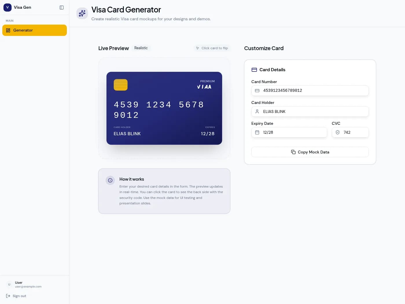 Visa Card Generator