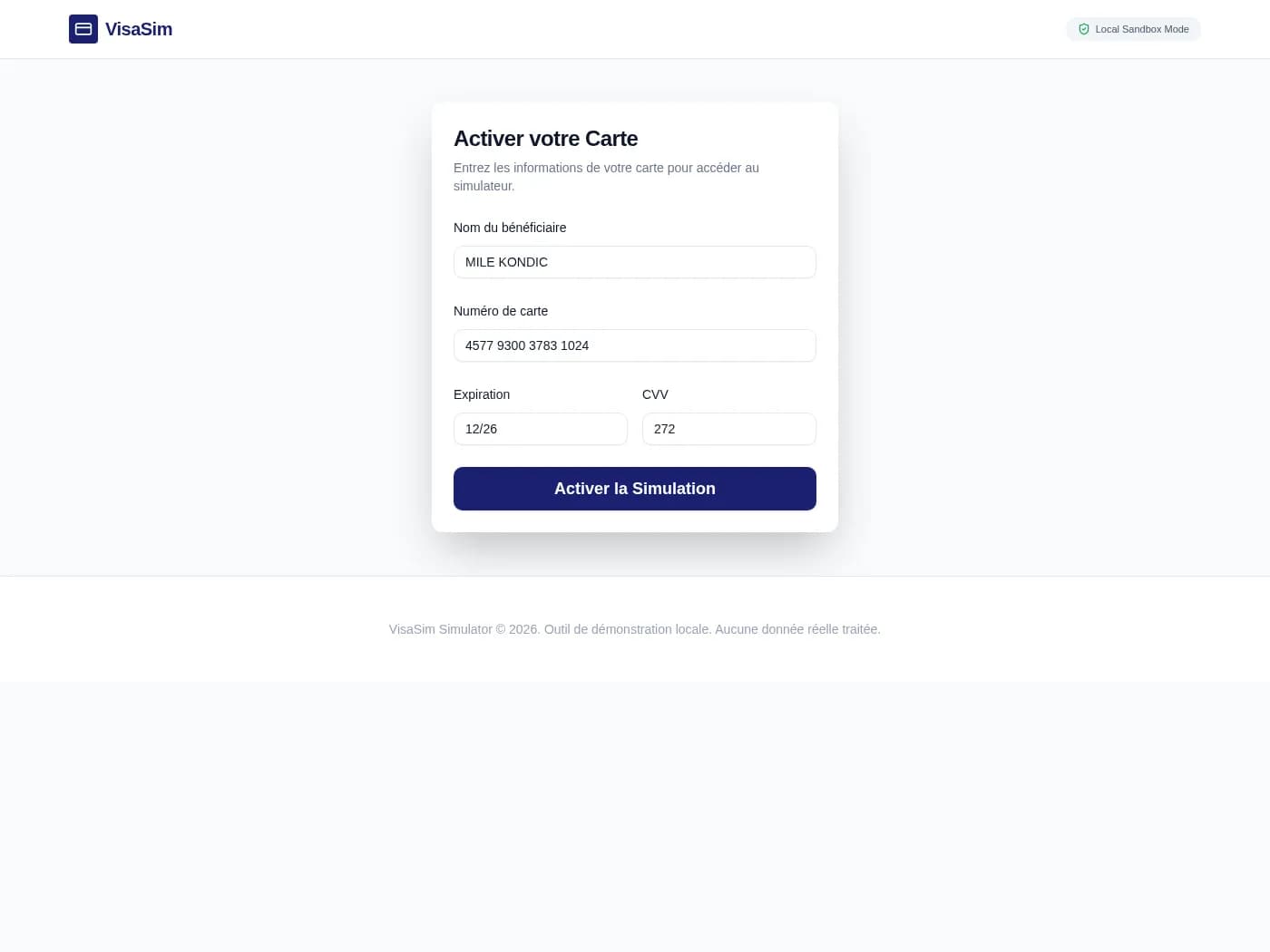 Visa Card Simulator