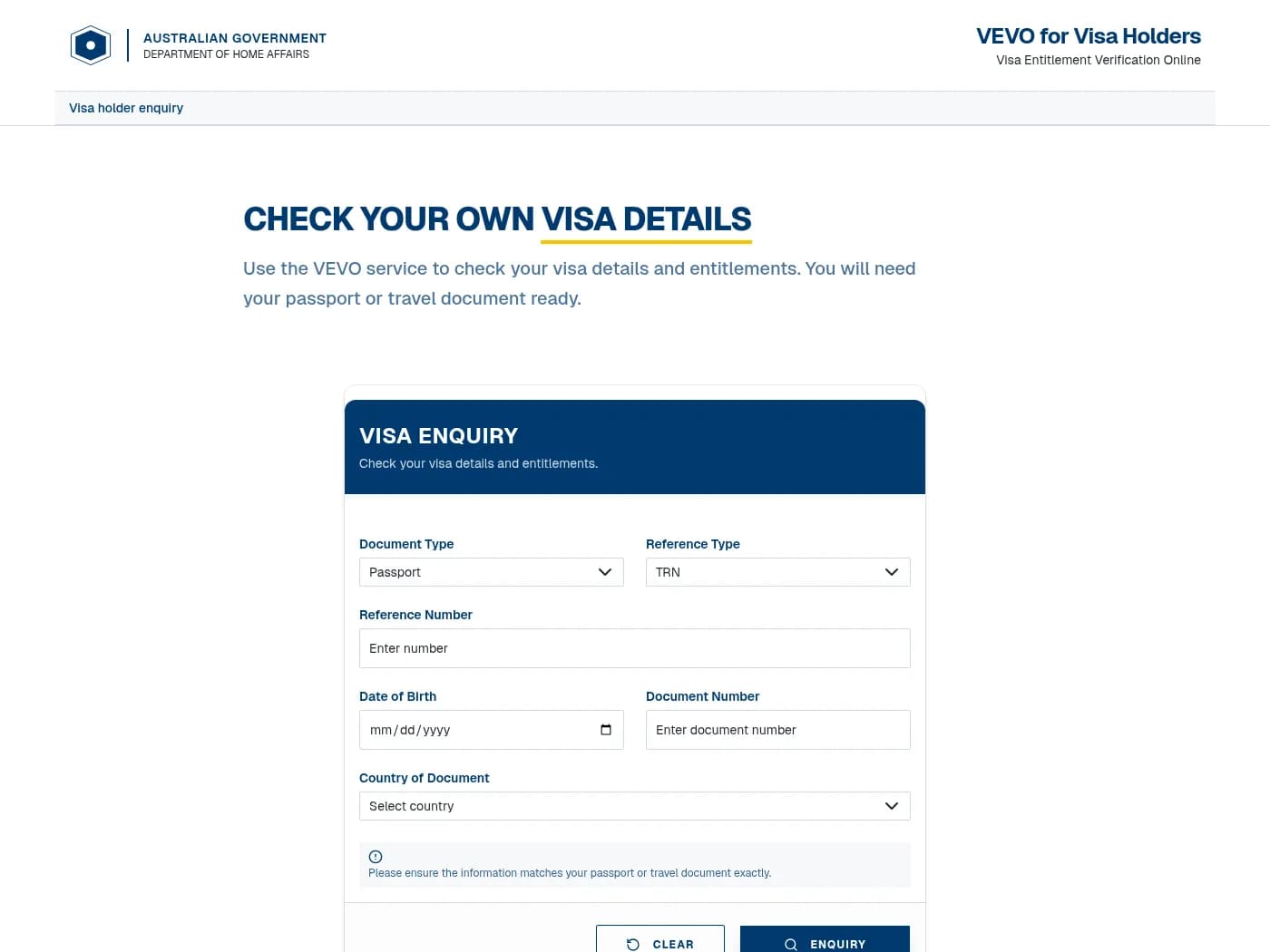 Visa Status Portal