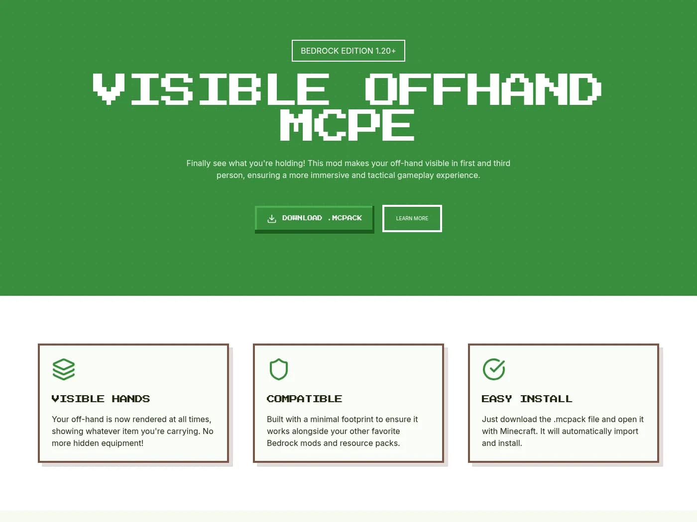 Visible Offhand MCPE