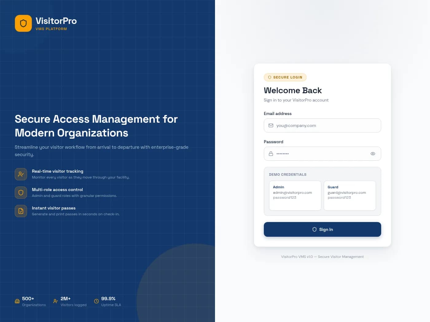 VisitorPro VMS Web App