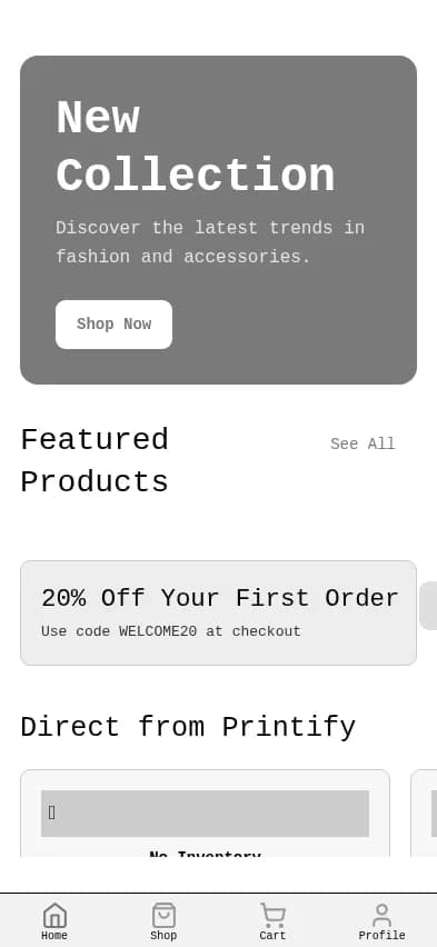 Vitrine Printify Shop