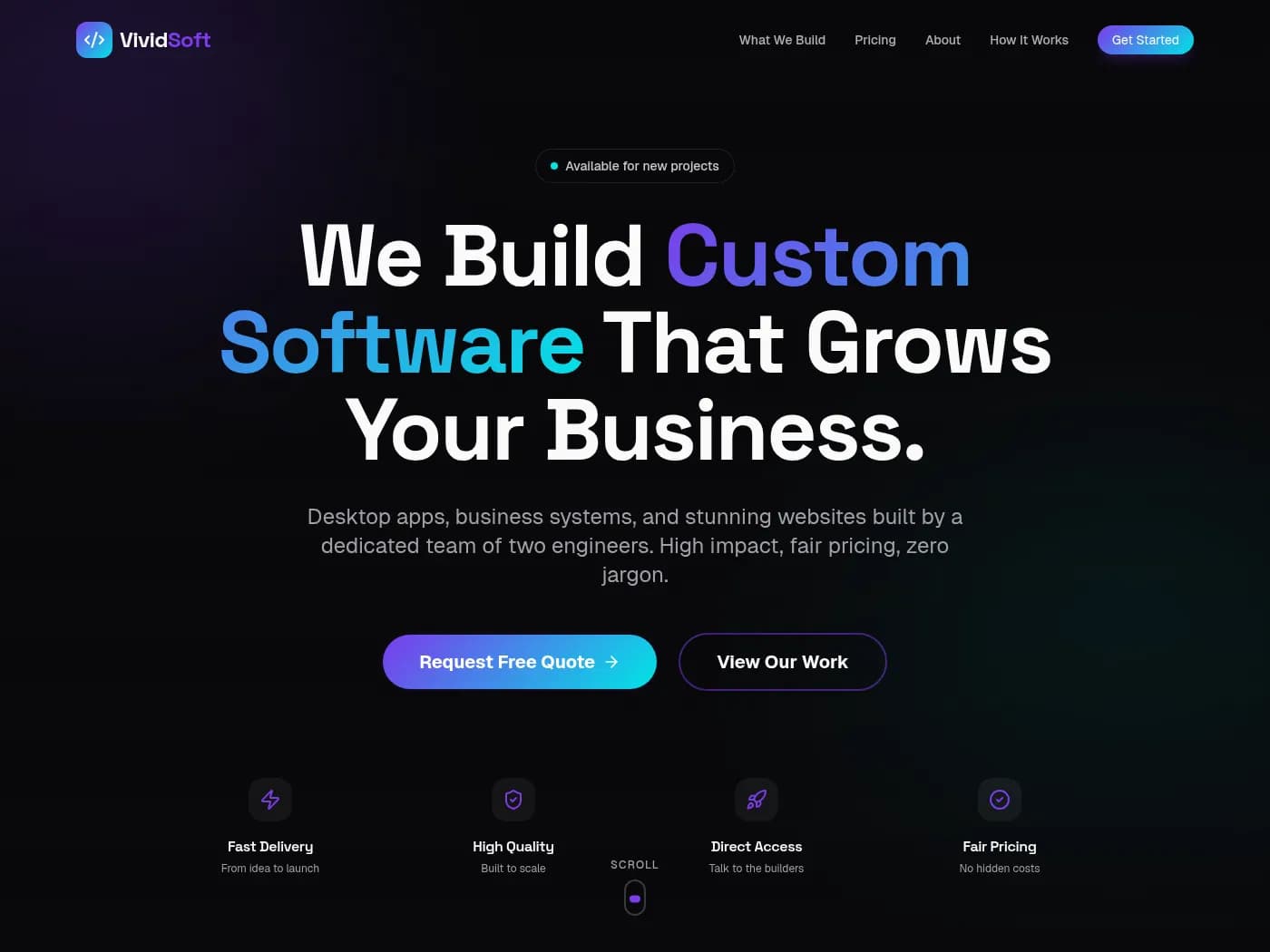 VividSoft Landing Page