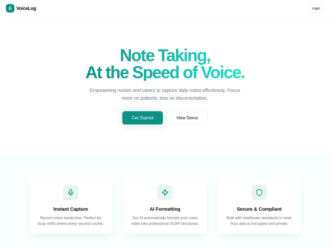 VoiceLog Nurse Notetaker