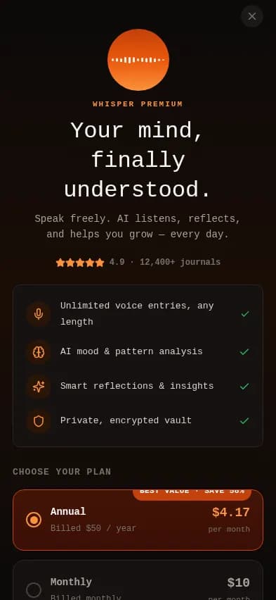 AI Voice Journaling Paywall