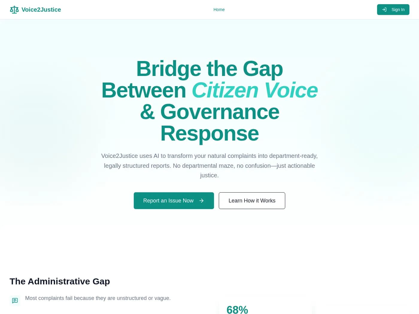Voice2Justice Platform