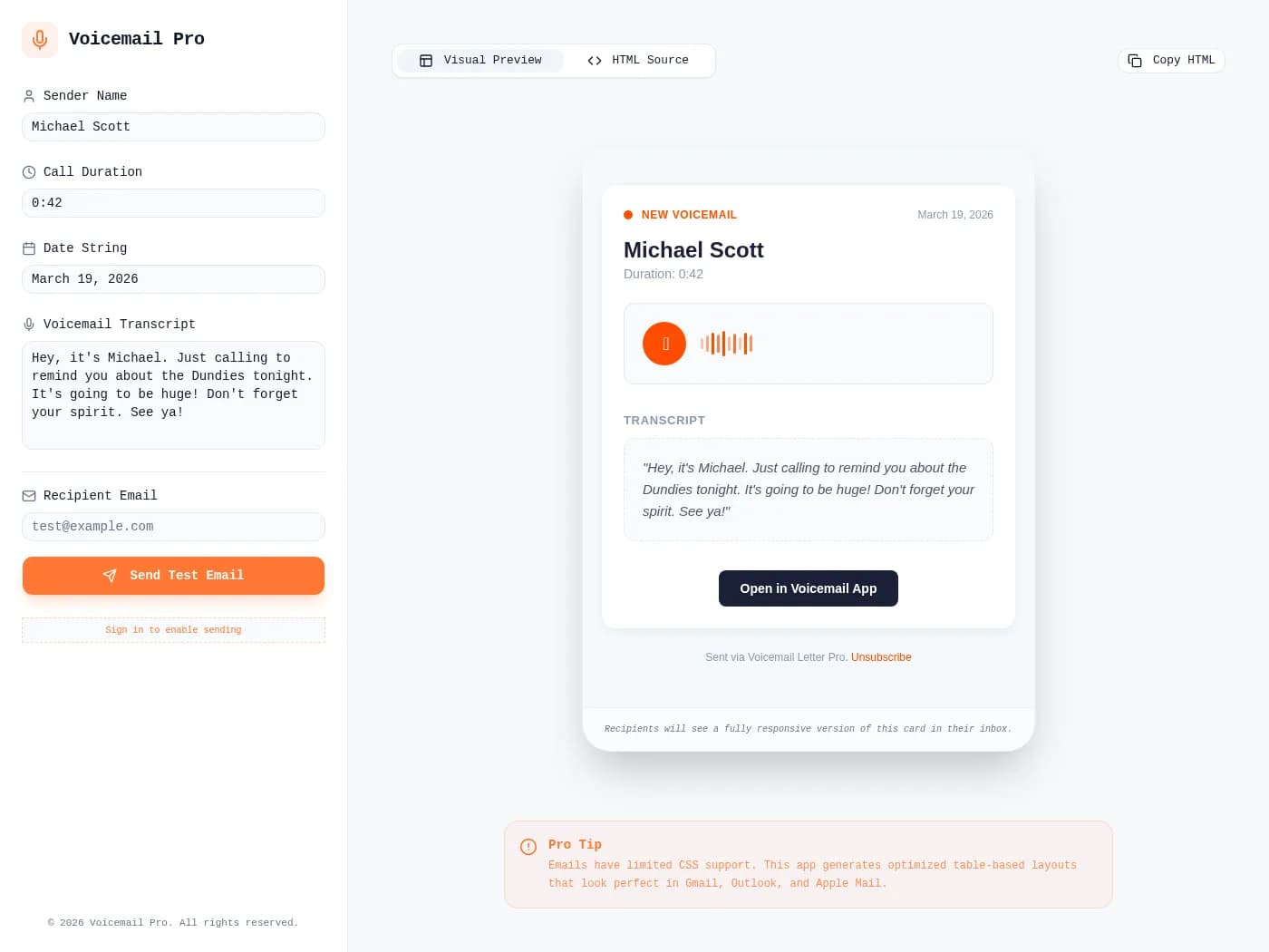 Voicemail Email Letter