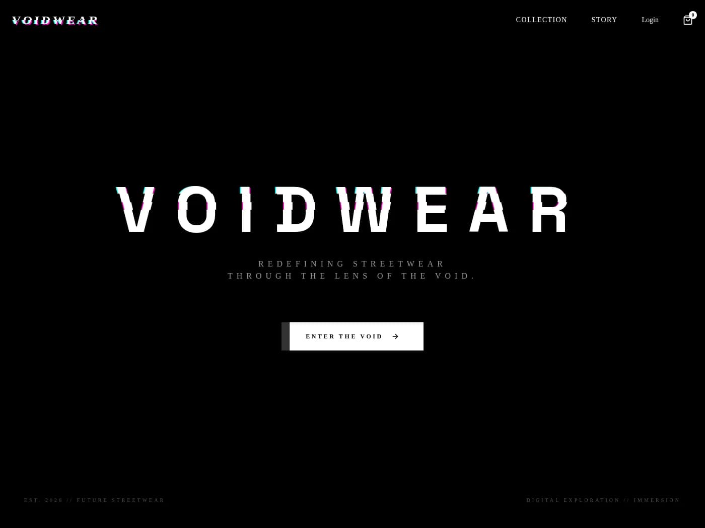 VOIDWEAR 3D Fashion Site