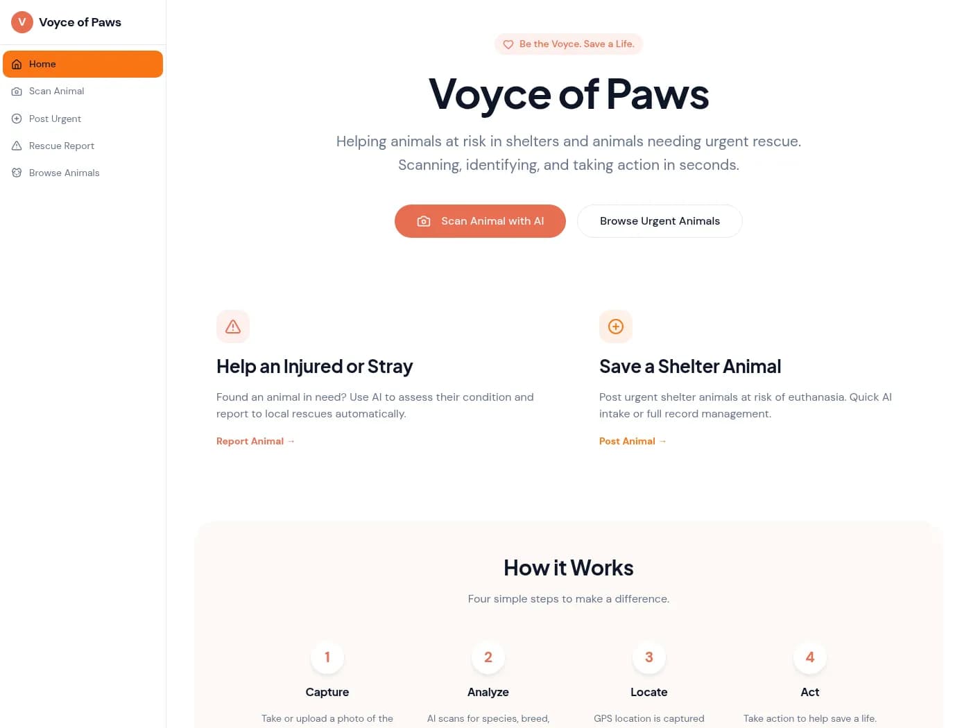 Voyce of Paws Web App