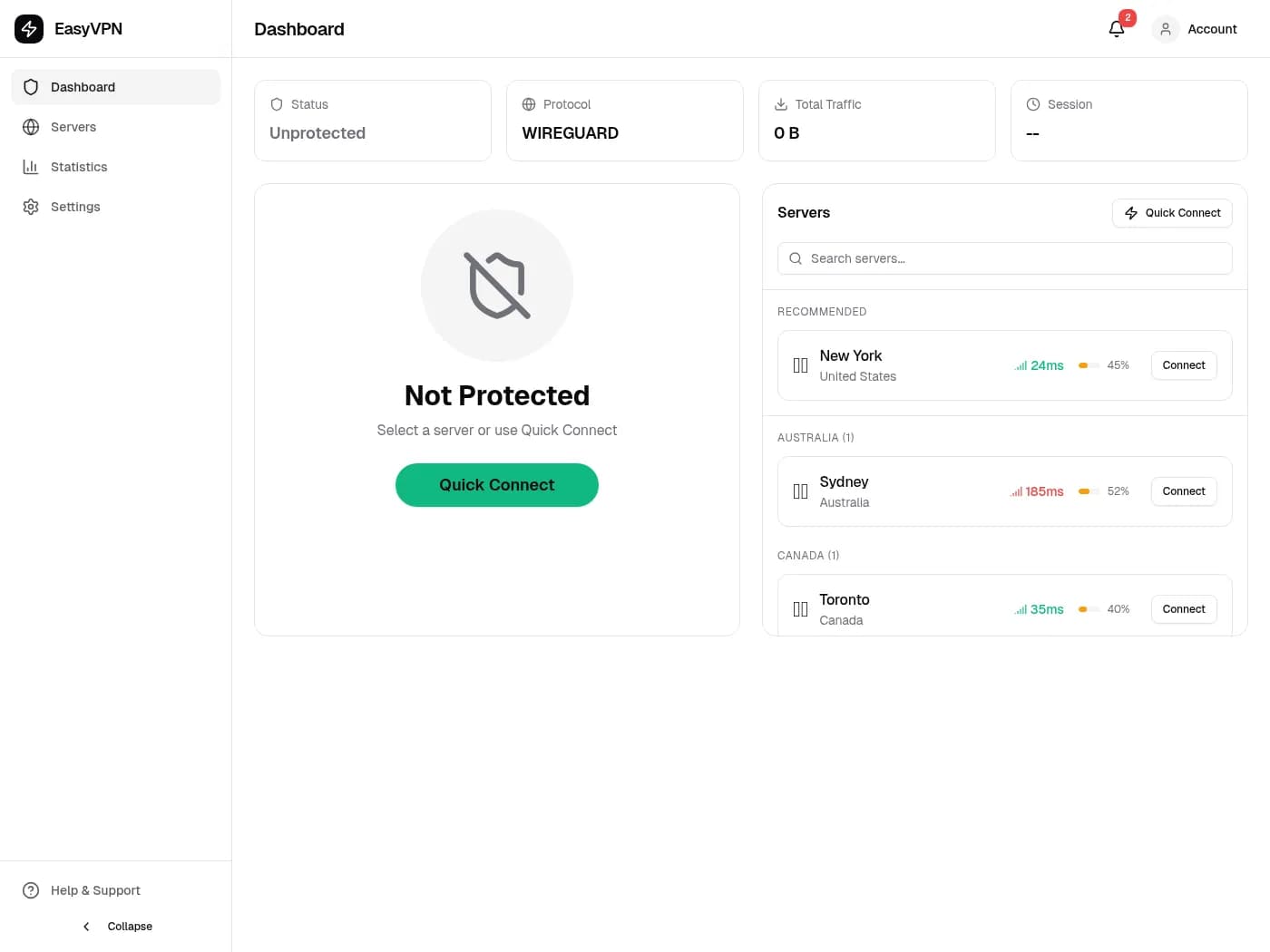 EasyVPN Dashboard