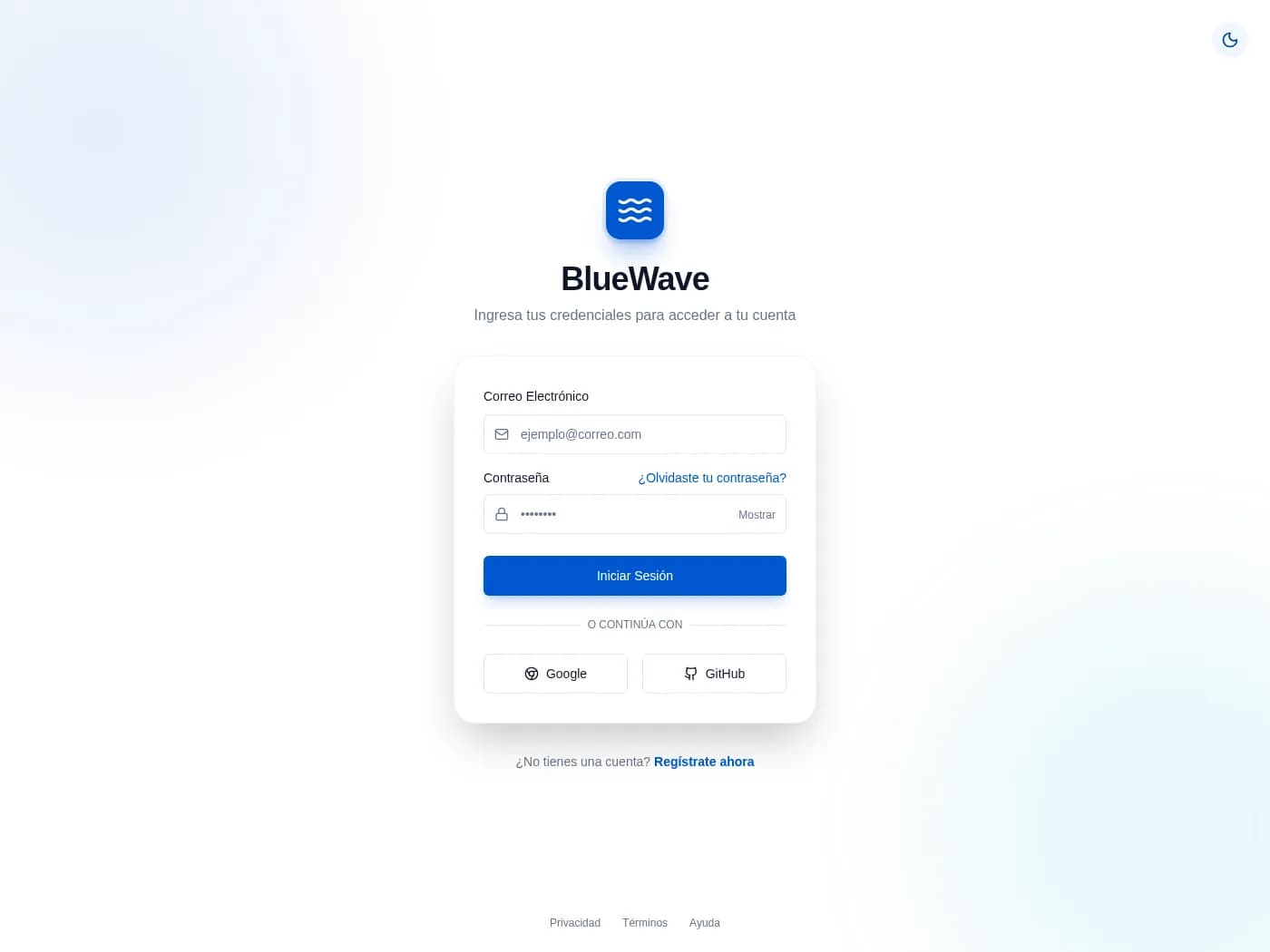 BlueWave Login UI