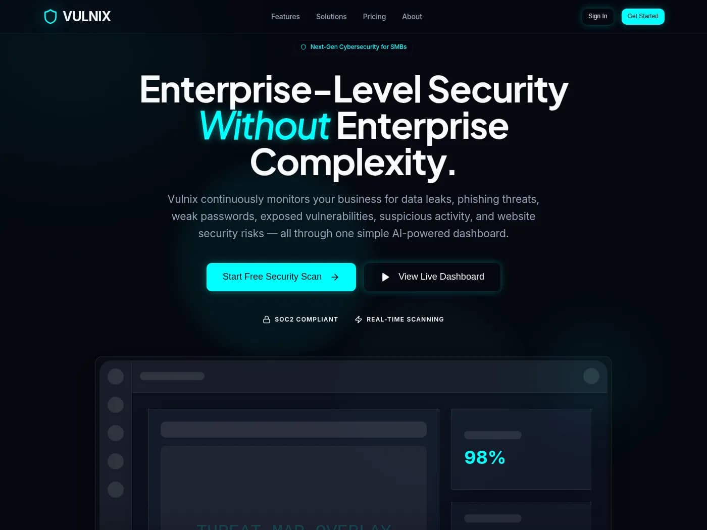 Vulnix Cybersecurity SaaS Site