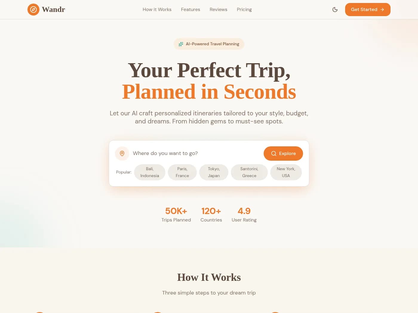 Wandr Landing Page