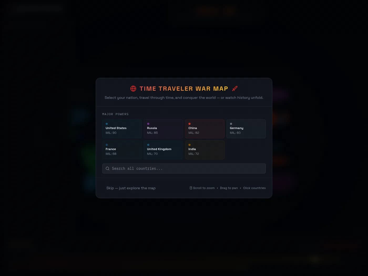Time Traveler War Map