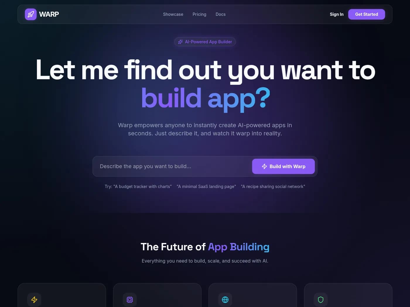 Warp AI App Builder